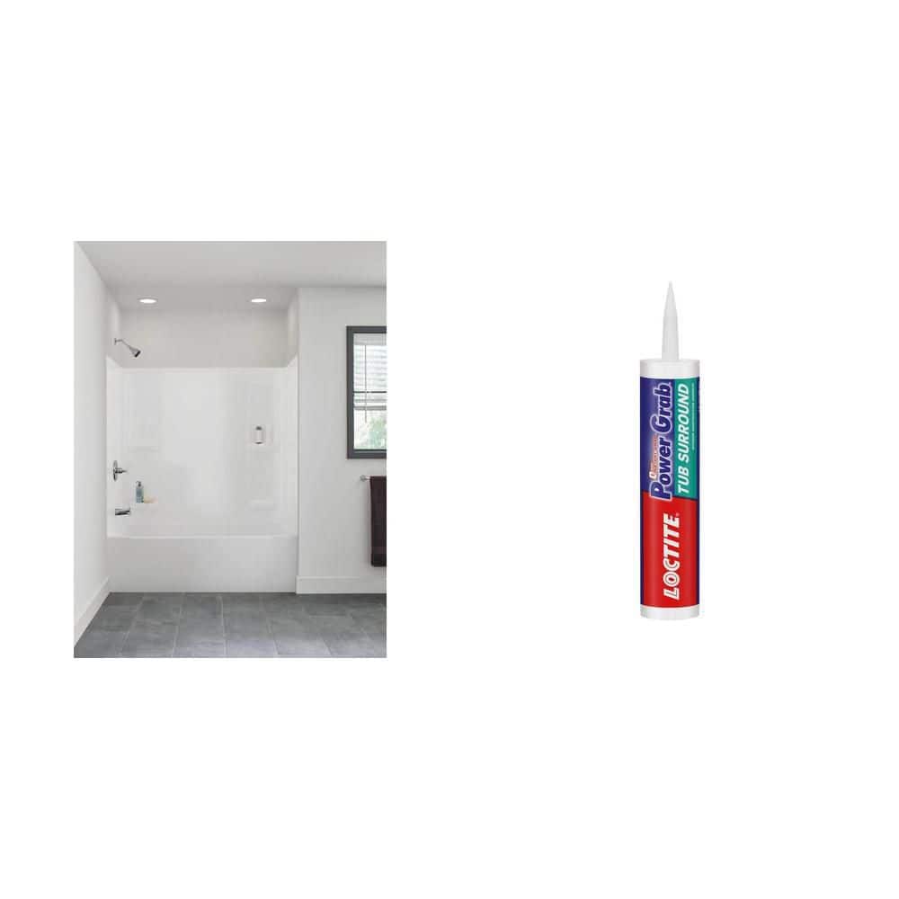 Pro-Series 60 in. x 57 in. Bathtub Surround and 9 oz. Power Grab ...