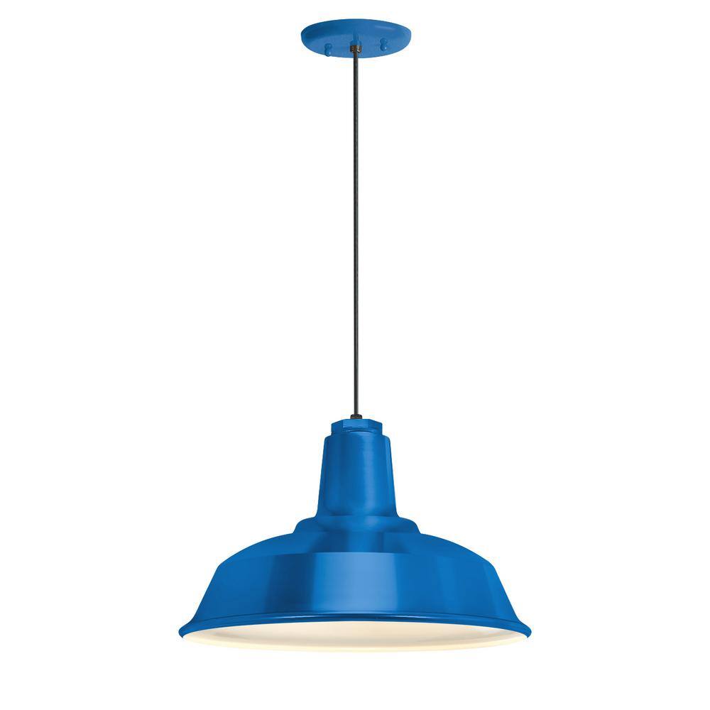 Troy RLM Heavy Duty 14 in. Shade 1-Light Blue Finish Pendant 5DRH14MBLU ...