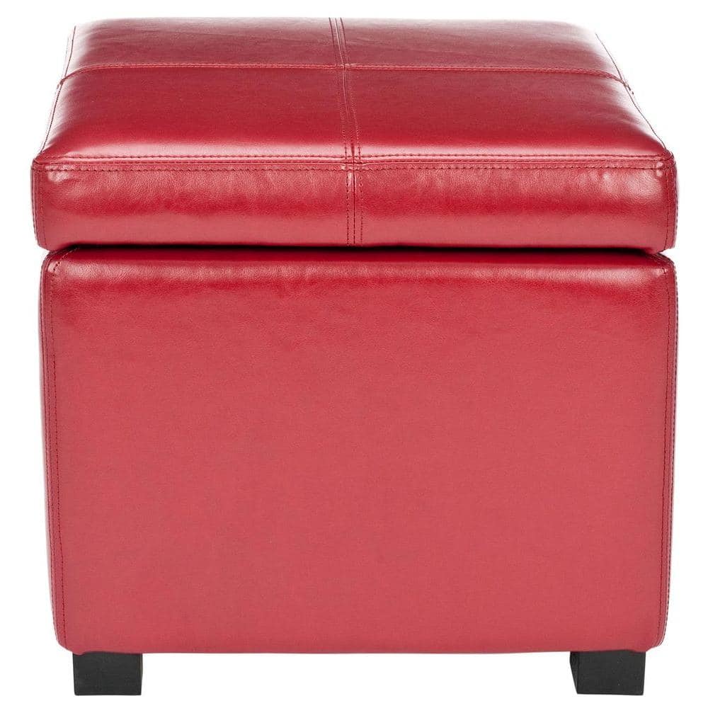 SAFAVIEH Madison Red Storage Ottoman HUD8228R - The Home Depot