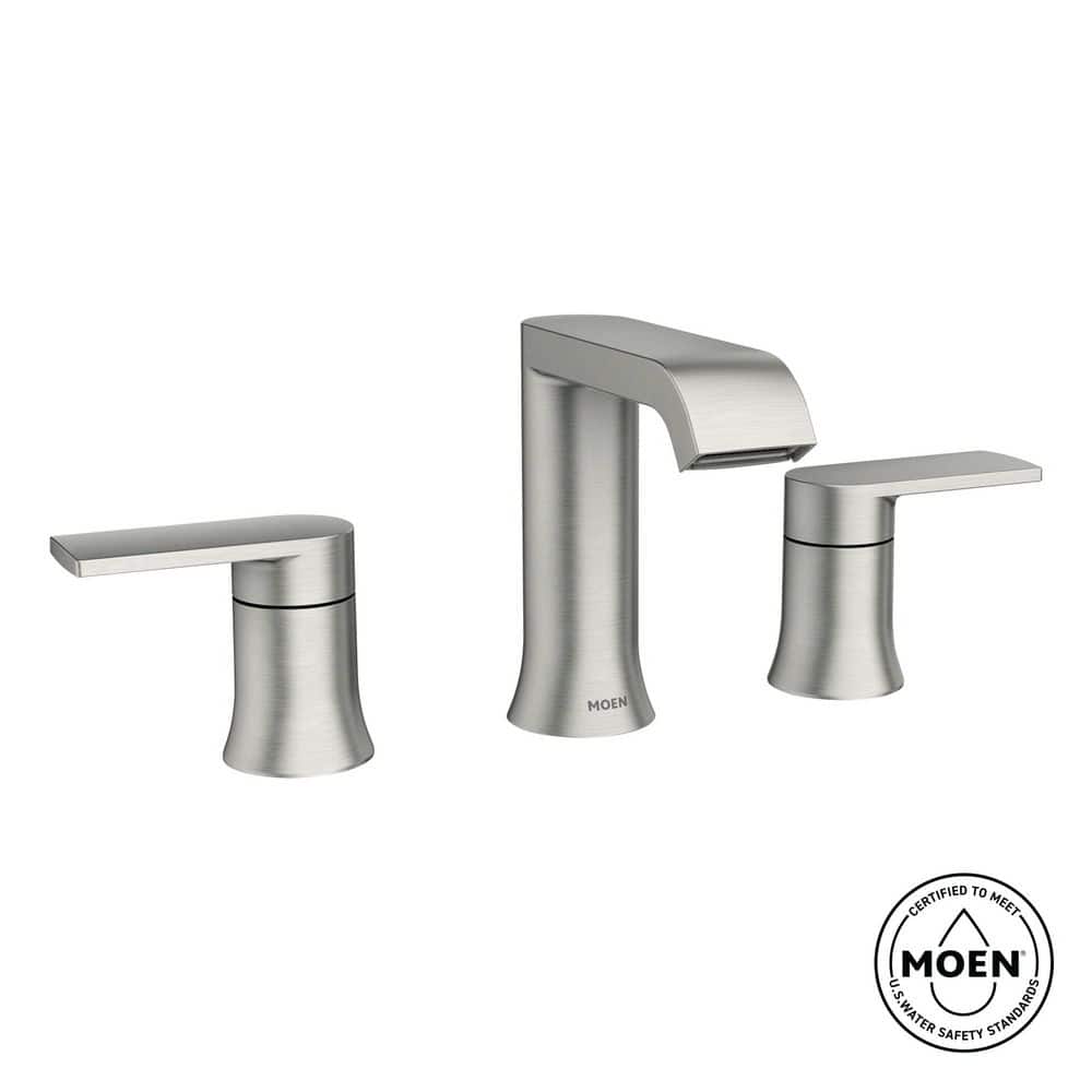 MOEN Genta 8in. Widespread Double Handle Bathroom Faucet w/ Drain Kit ...