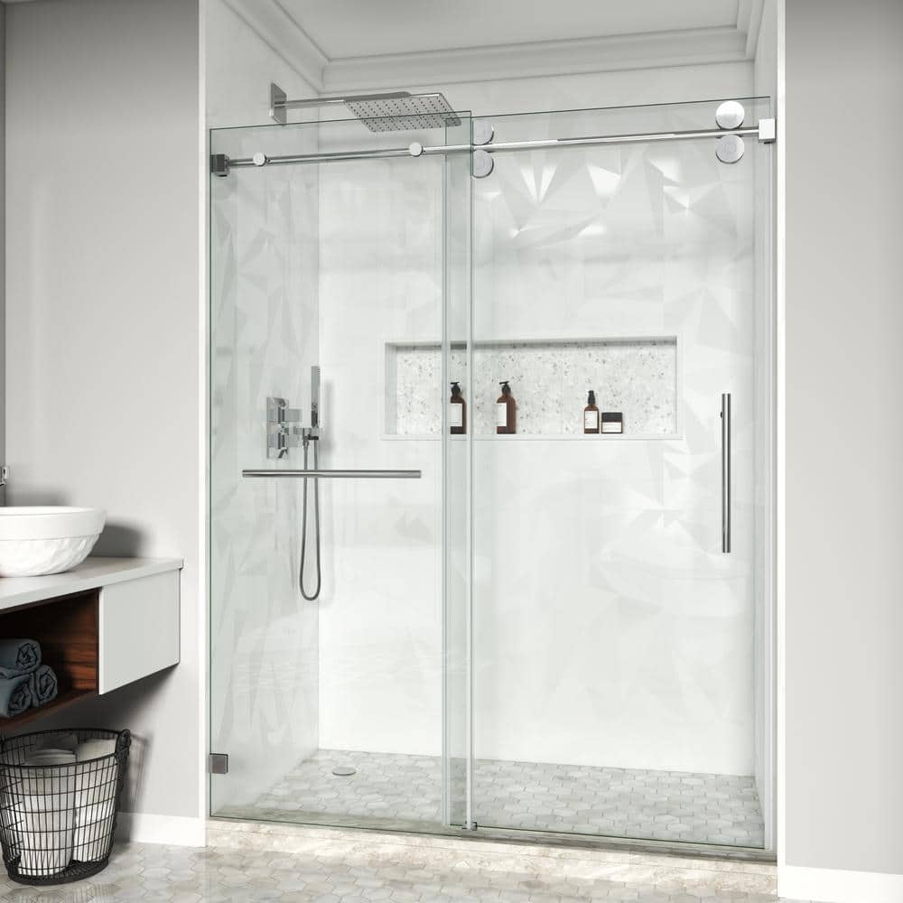 MOHALEN 66-72.5 in. W x 76 in. H Single Sliding Frameless Shower Door ...