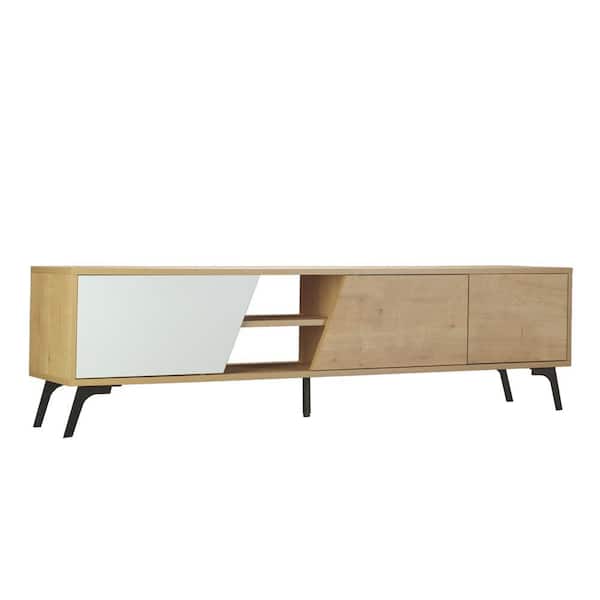 Niche Light Oak/White TV Stand Entertainment Center Fits TV's up to 70 ...