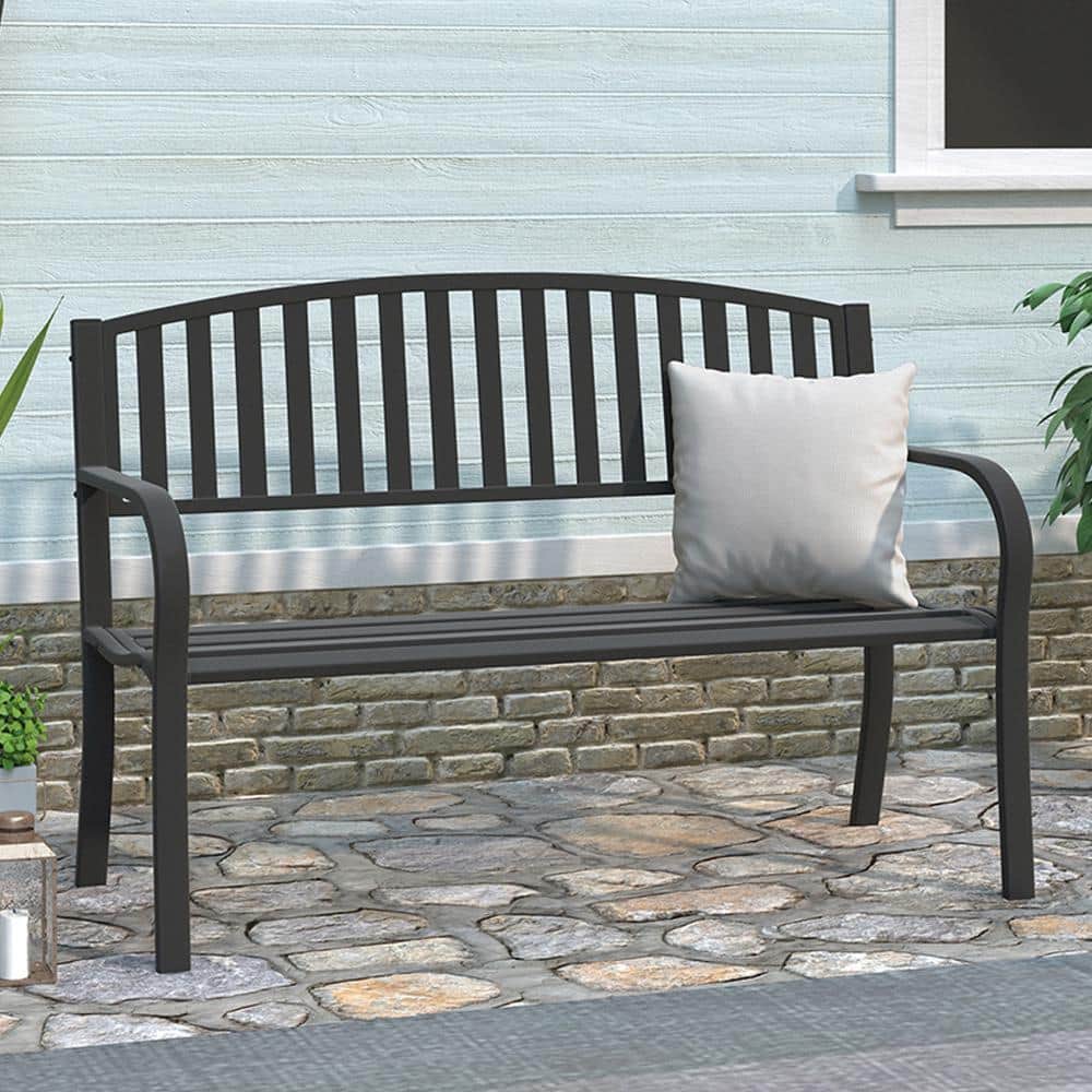 Reviews for Maypex Steel Slat Outdoor Garden Bench Patio Loveseat Park ...