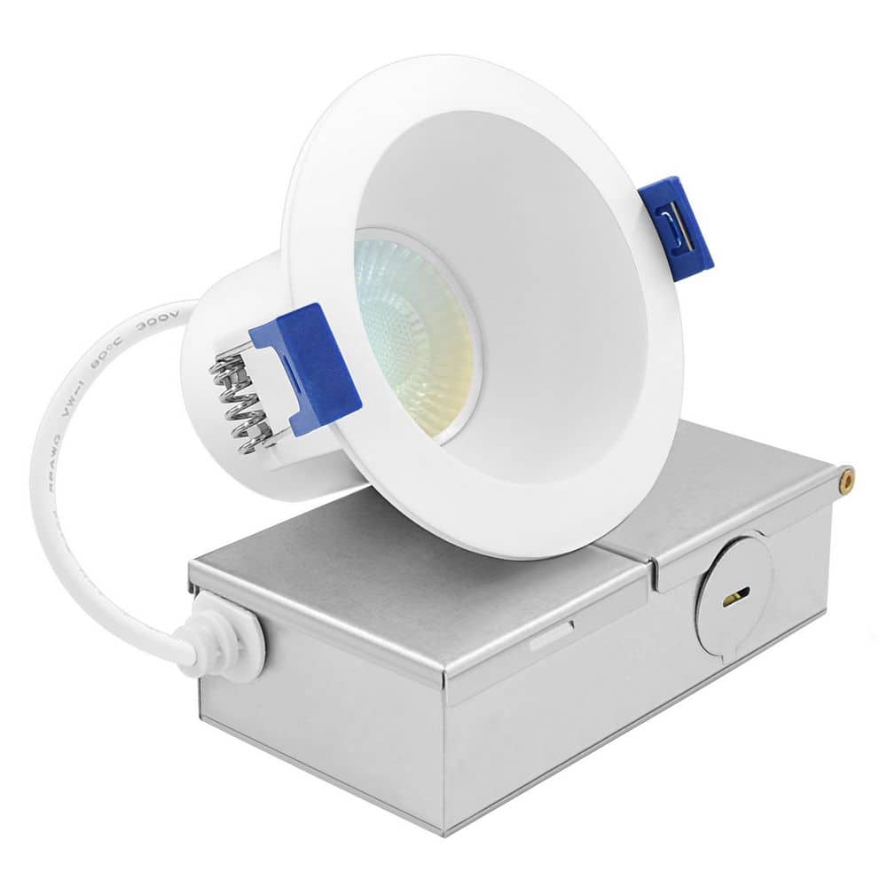 LUXRITE 3 in. Integrated LED Recessed Light J-Box 8 Watts 5CCT 840 ...