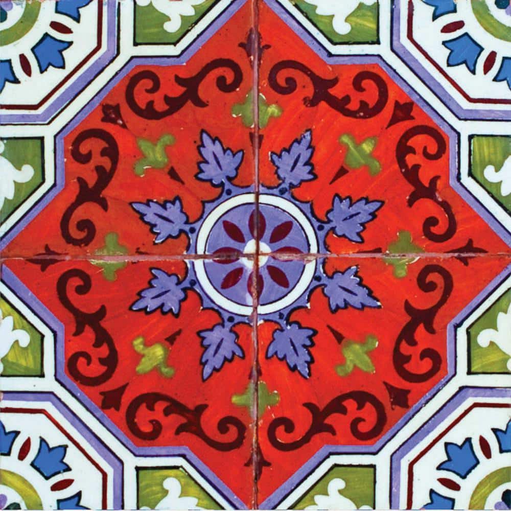 MI ALMA Green and Red H3 5 in. x 5 in.Vinyl Peel and Stick Tile (24 ...