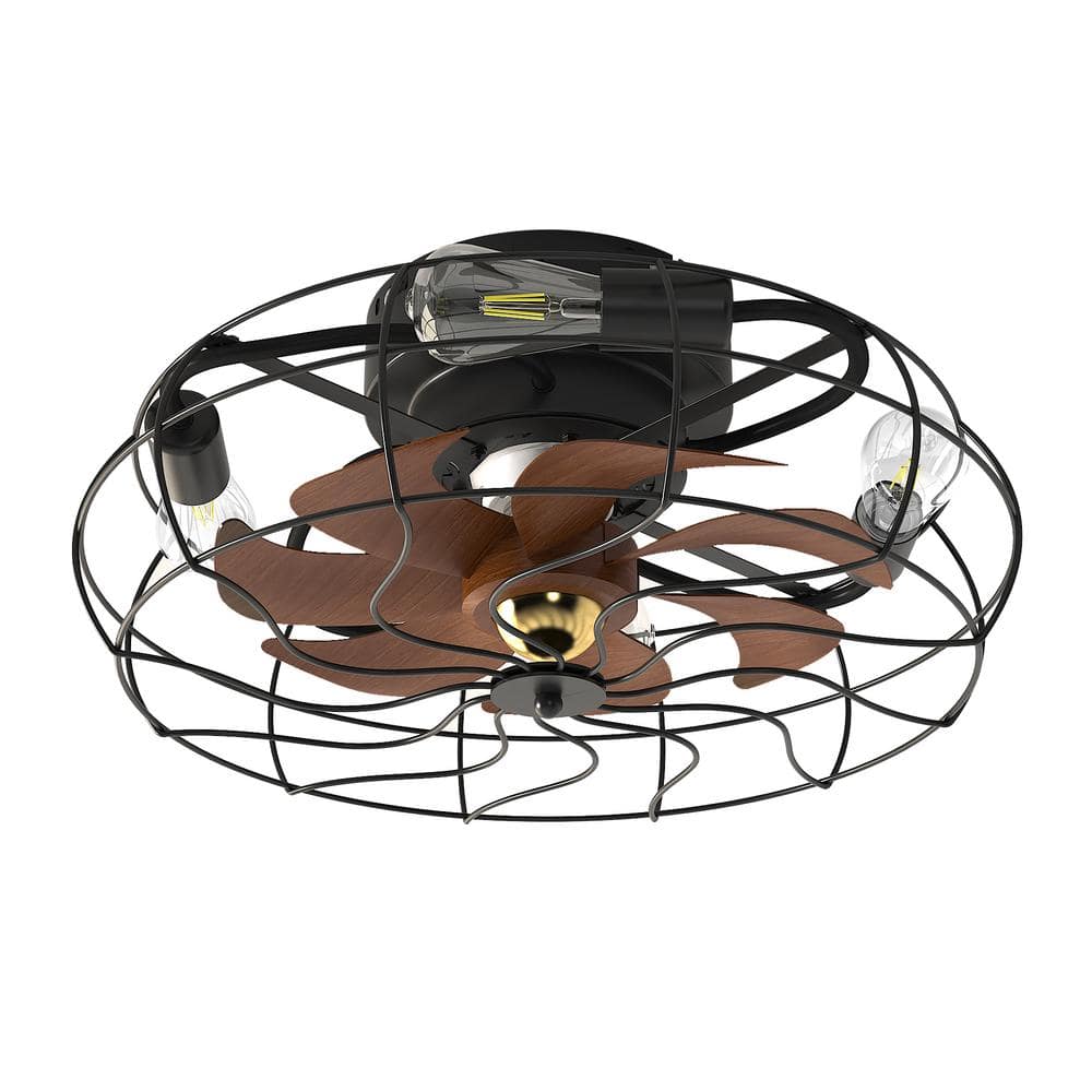 TOZING 19.6 in. Enclosed Industrial Farmhouse Black Caged Low Profile ...