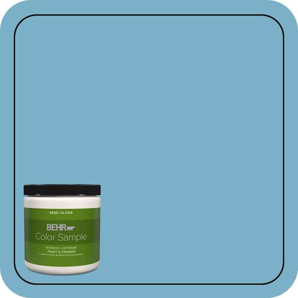 BEHR PREMIUM PLUS 8 oz. #M490-4 Frisky Blue Semi-Gloss Interior ...
