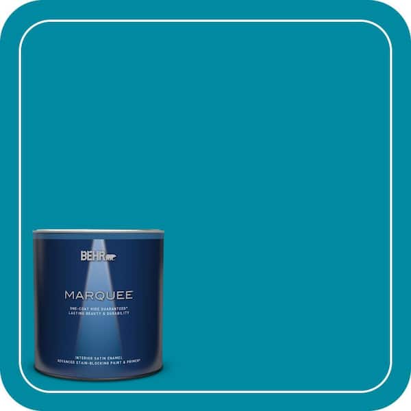 BEHR MARQUEE 1 qt. #P480-6 Aruba Blue Satin Enamel Interior Paint ...