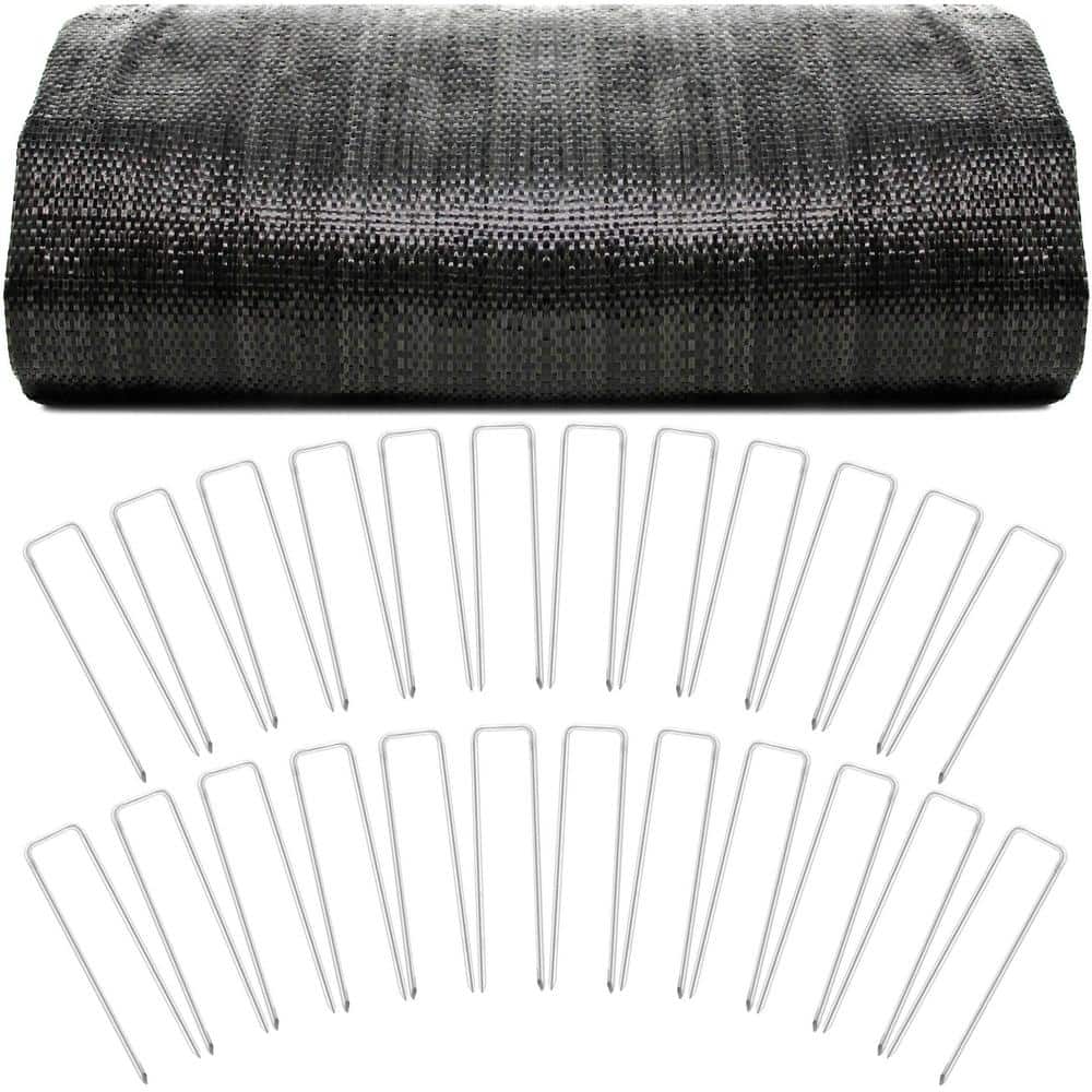 Justincity 12.5 ft. x 50 ft. Woven Geotextile Weed Barrier Underlayment ...