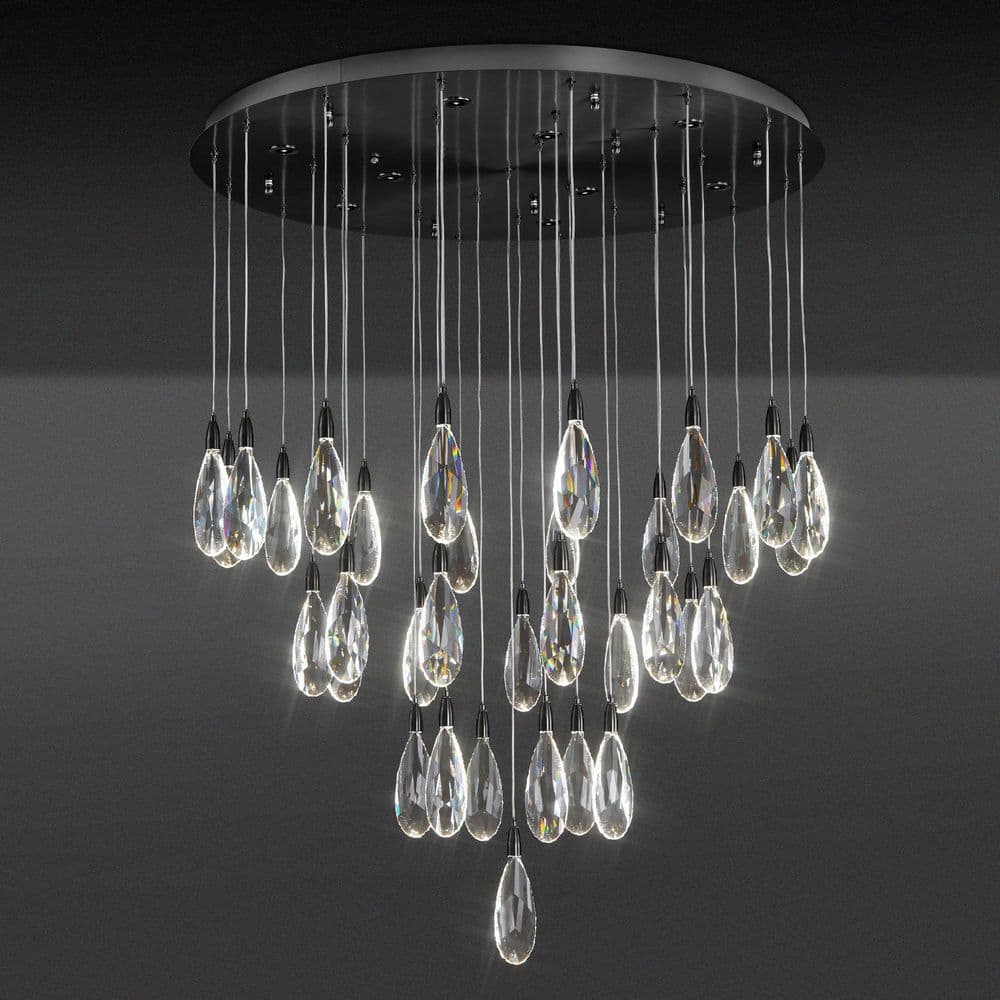 YUYI 189 in. H 43-Light Black LED Globe Crystal Chandelier Luxury ...