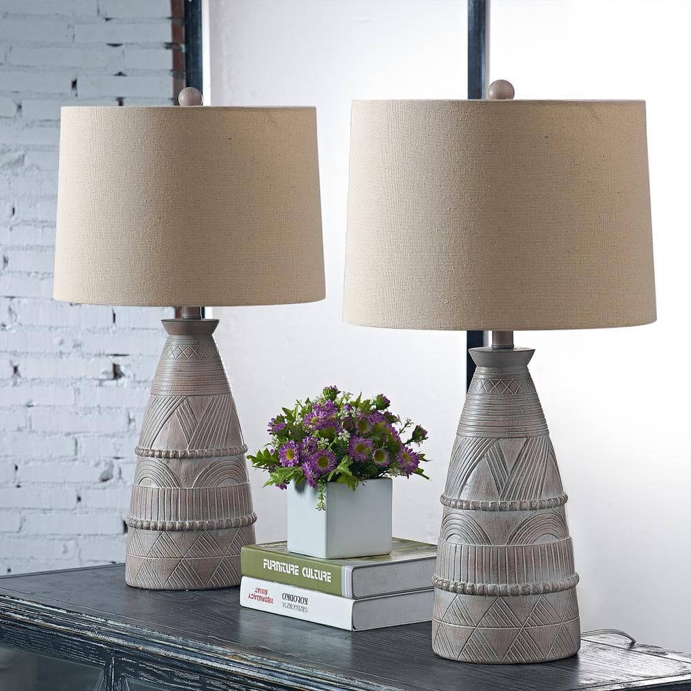 Maxax Salem 26 in. Brown Bedside Table Lamp Set (Set of 2) T117-BN ...