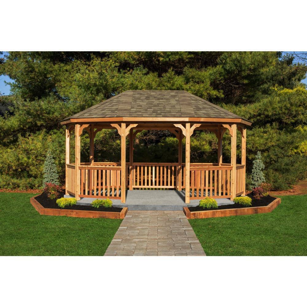YardCraft YC 12 ft. x 18 ft. Wood Oval Gazebo Kit With Floor WF1218 ...