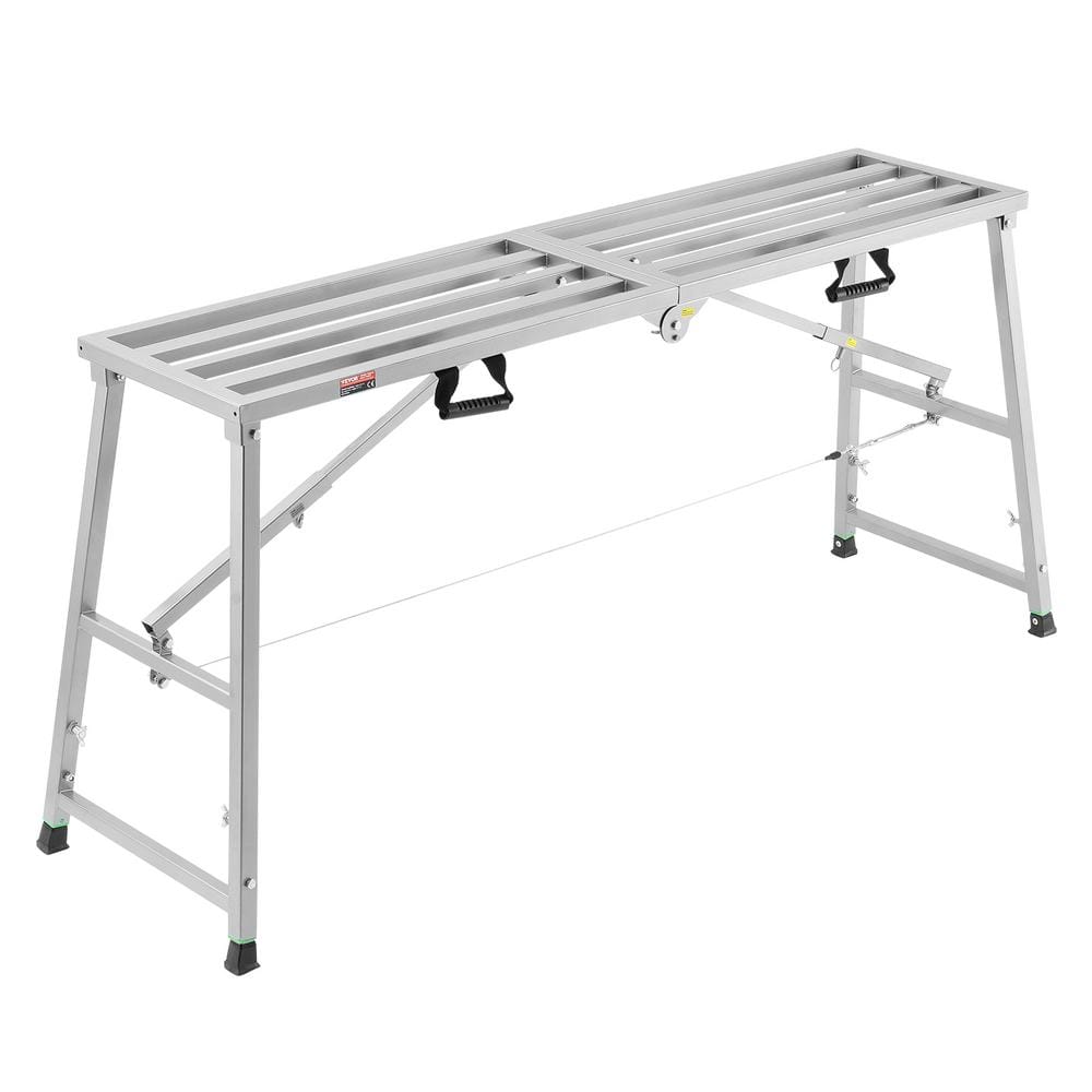 VEVOR 5.48 ft. Work Platform Adjustable Height Folding Alloy Steel Step ...