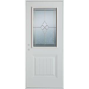 Stanley Doors 36 in. x 80 in. Geometric Glue Chip and Brass 1/2 Lite 1 ...