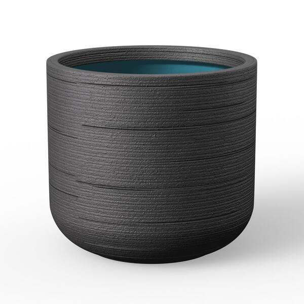 DurX-litecrete 13.5in x 11.5in Large Tall Round Concrete Planter Slate ...