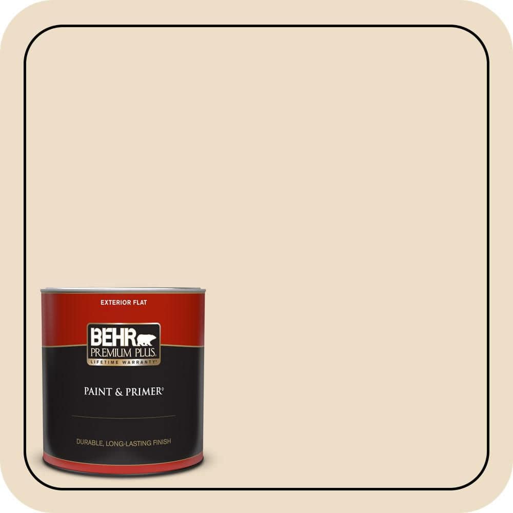 BEHR PREMIUM PLUS 1 qt. #710C-2 Raffia Cream Flat Exterior Paint ...