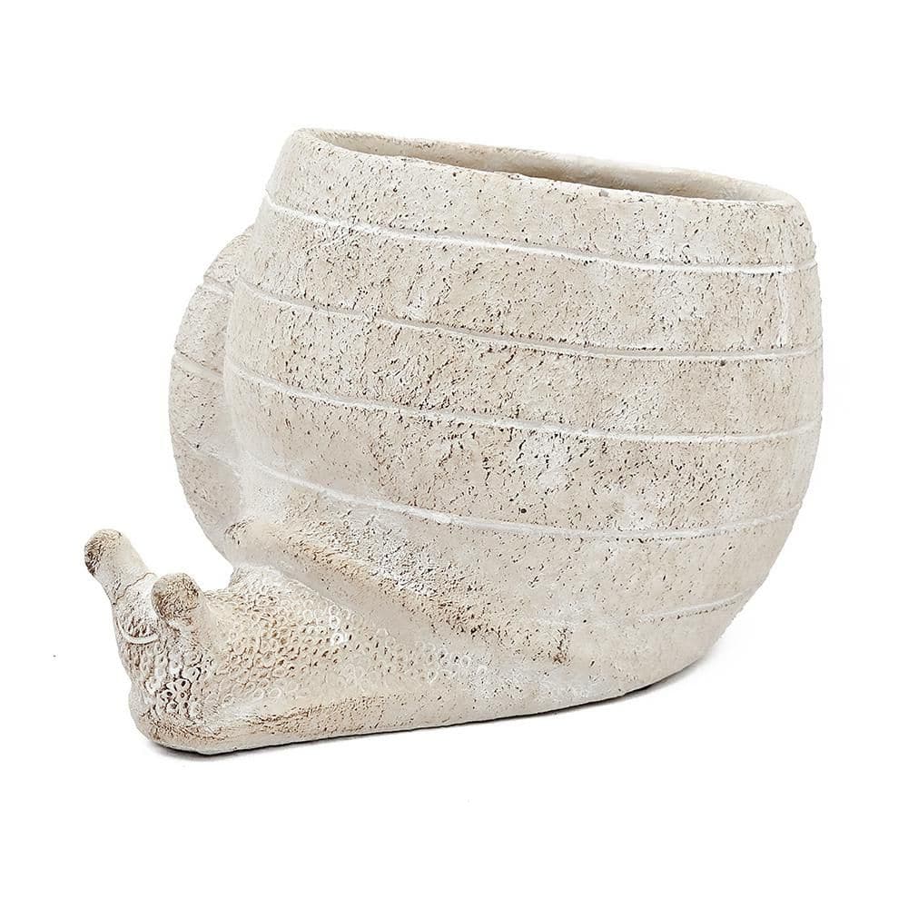 Beige Multi Outdoor Indoor Sand and Cement Snail Planter with Textured ...