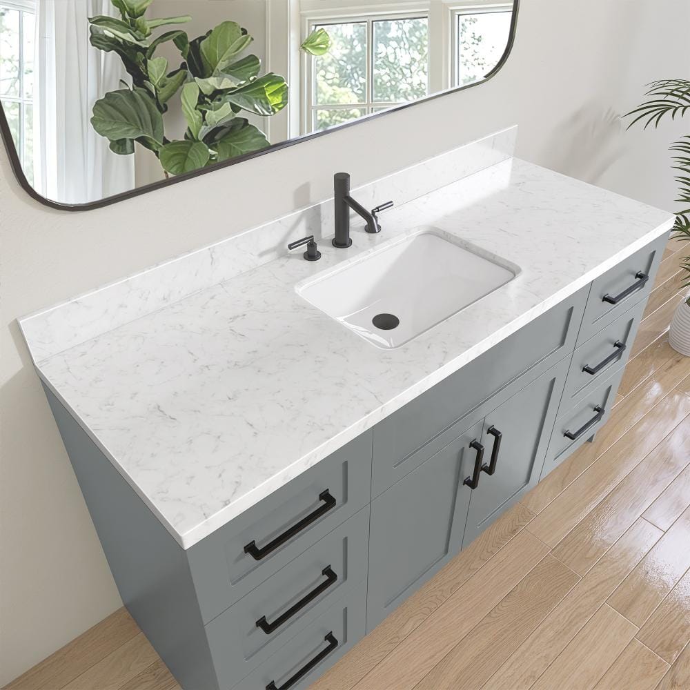 Reviews for NTQ Goi 60 in. W x 22 in. D Engineered Stone Vanity Top ...