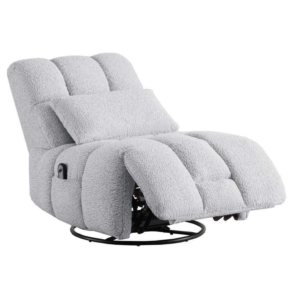 SPRUCE & SPRING Ignatius Grey Fabric Swivel Rocker Power Recliner Chair ...