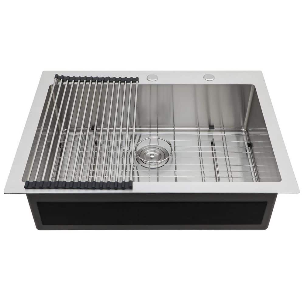 stufurhome 30 inch drop in singke bowls 16 gauge white stainless steel ...