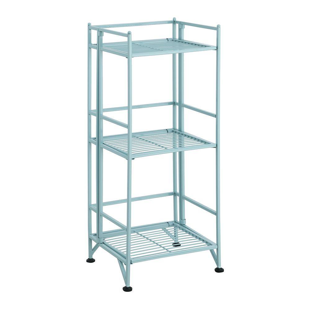 Convenience Concepts Xtra Storage 13 in. W Sea Foam Blue 3 Tier Folding ...