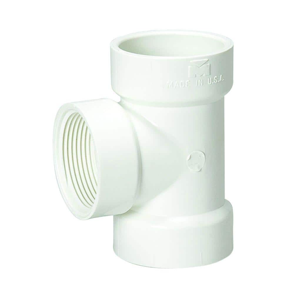 Mueller Streamline 3 in. PVC DWV Hub x Hub x FPT Test Tee 06415H - The ...