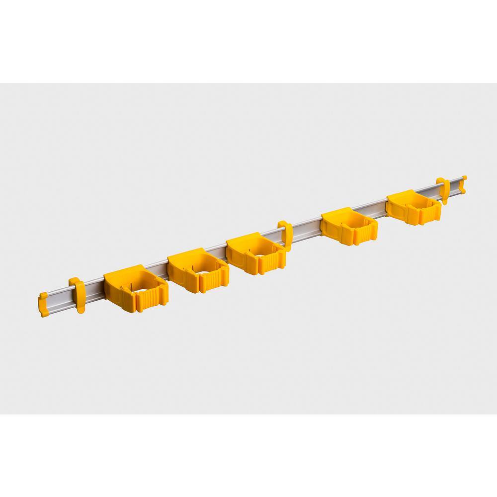 TOOLFLEX 37 in. Universal Garage Storage Rail System with 5 Yellow One ...