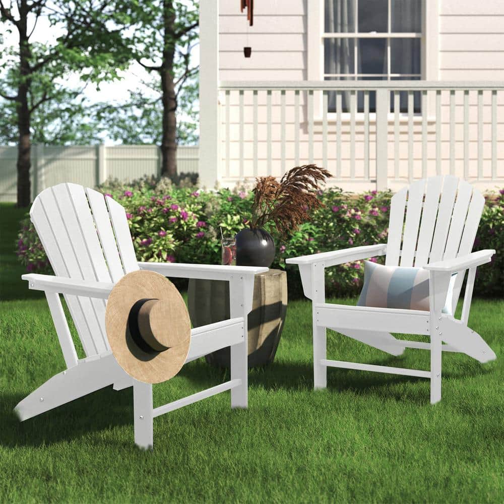 MIRAFIT Classic White Composite of Adirondack Chair with (Set of 2) RCY ...