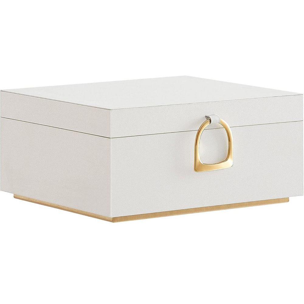 Elegant 2-Layer Jewelry Box with Handle, White UMQWY6 - The Home Depot