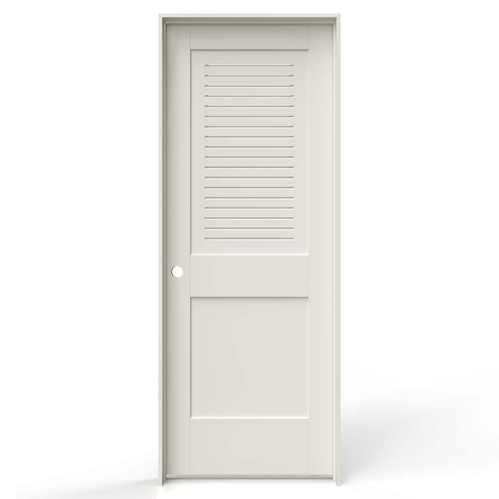 JELD-WEN 30 in. x 80 in. 2 Panel Right-Handed Primed MDF Wood Single Prehung Interior Door Upper ...