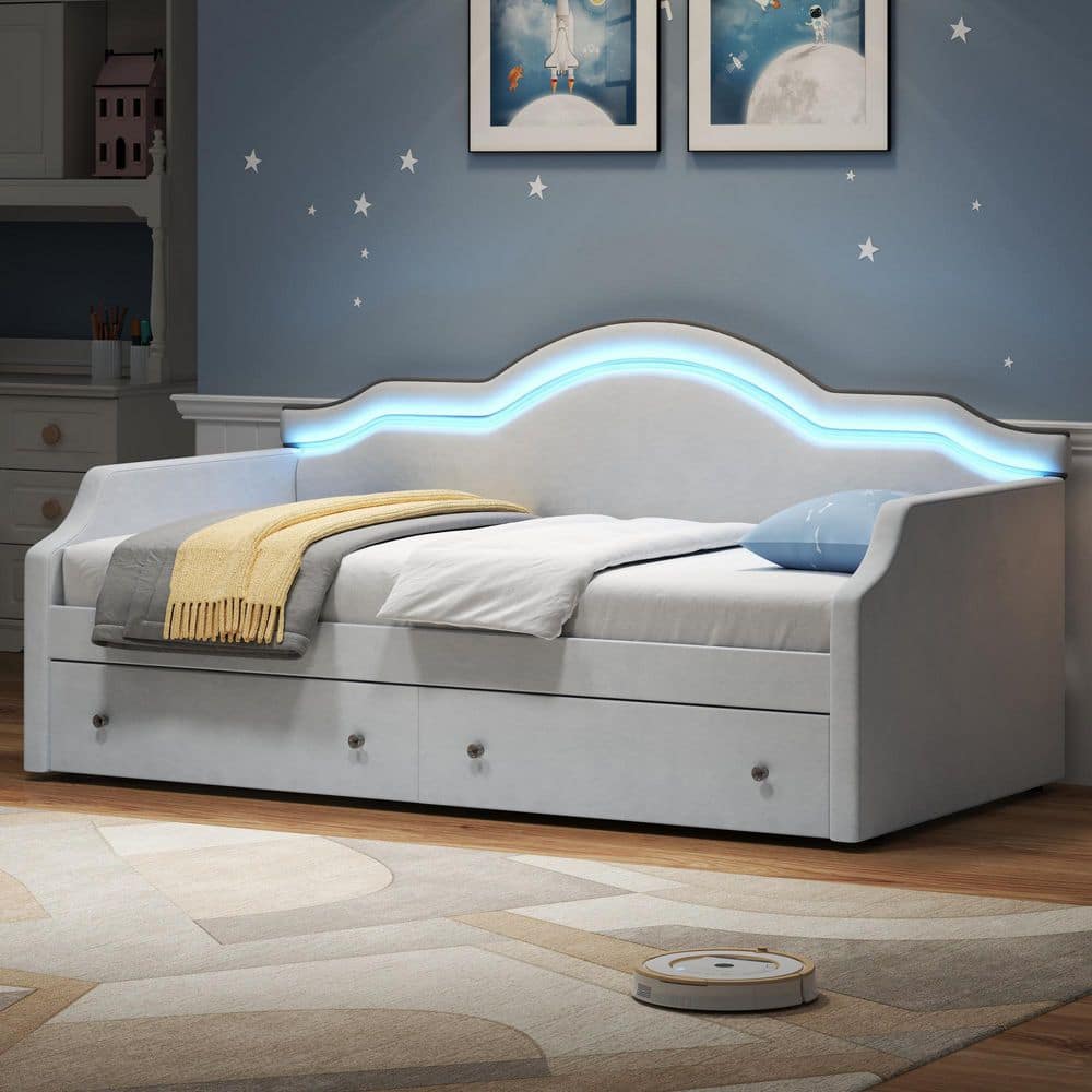 Noble House Jacob Modern Beige Twin Size Upholstered Velvet Daybed with ...