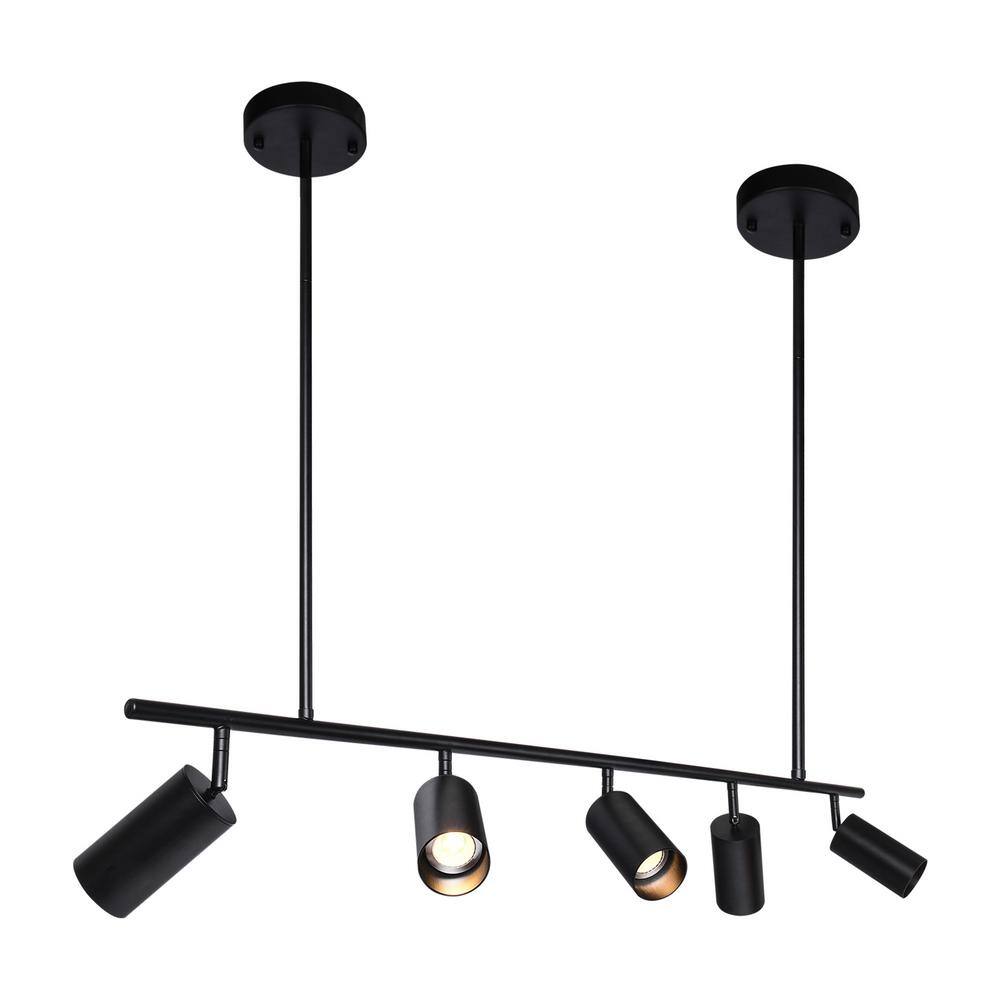 Rennnsan Elijah 3 ft. 5-Light Black Hard Wired Fixed Track Lighting Kit ...