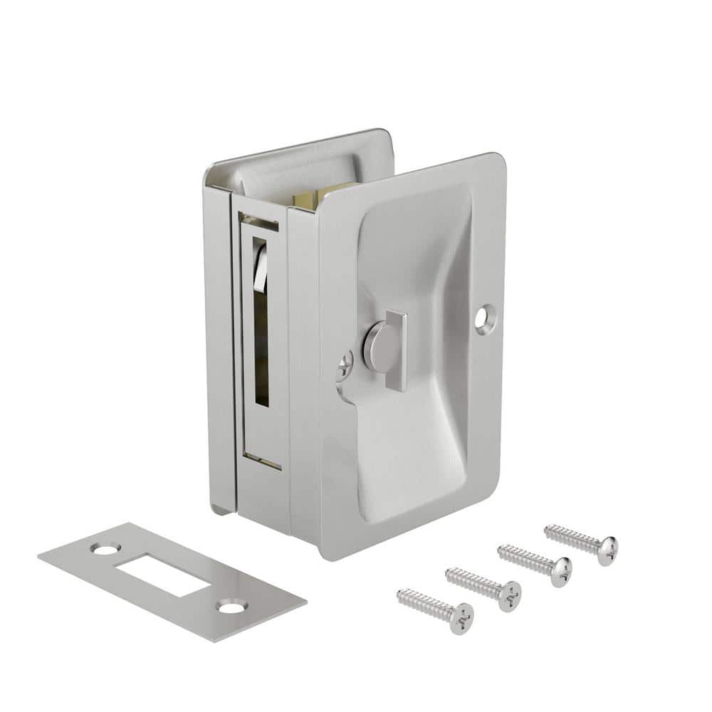 Onward 3-1/4 in. (82 mm) Brushed Nickel Pocket Door Pull with Privacy ...