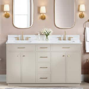 Glacier Bay Marcote 60 in. Double Sink Freestanding Bathroom Vanity in ...