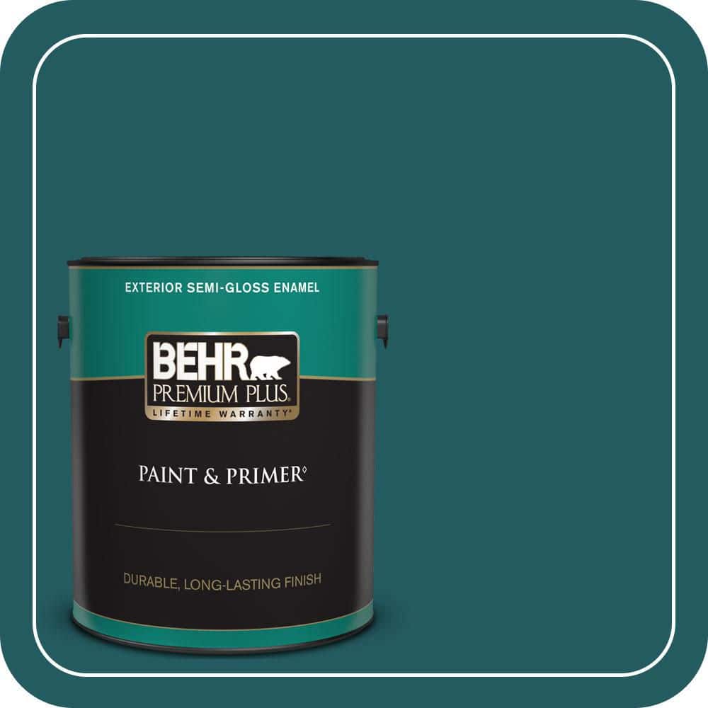 BEHR PREMIUM PLUS 1 Gal. #S450-7A Out to Sea Semi-Gloss Enamel Exterior ...