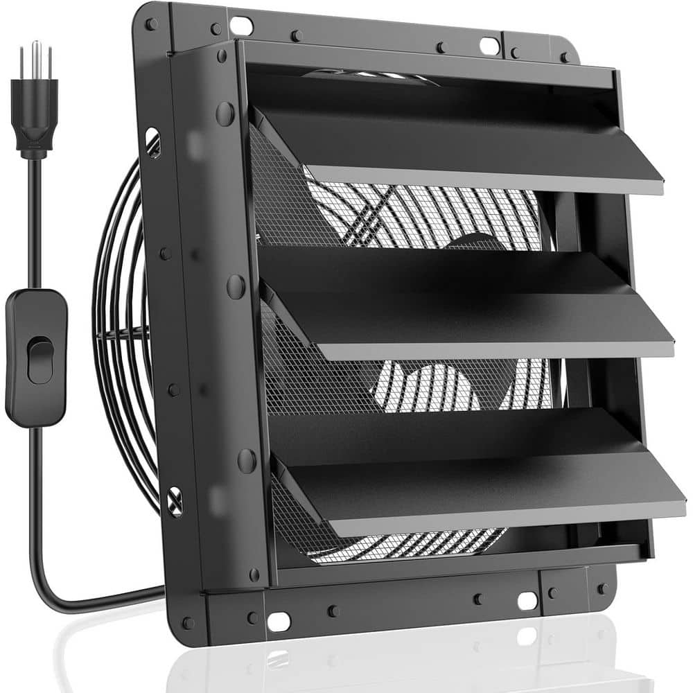 KIWDZFU 10 Inch Shutter Exhaust Fan, 647CFM, Low Noise, Black, Electric ...