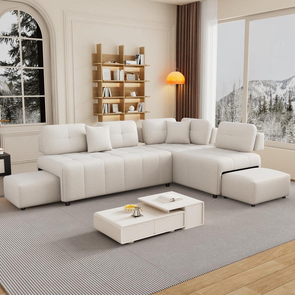 Harper & Bright Designs 91.73 in. Chenille L Shaped Sectional Sofa in ...