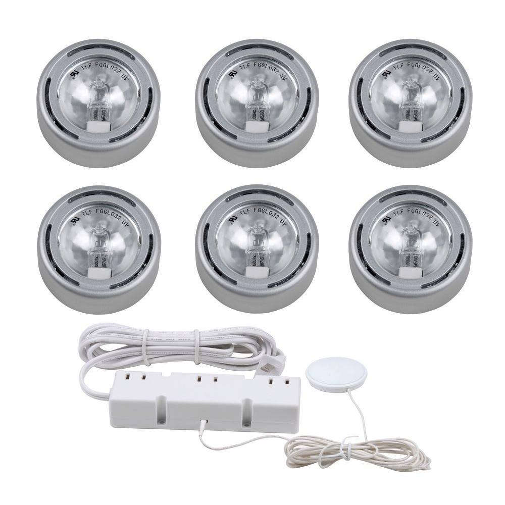Hampton Bay 6-Light Silver Under Cabinet Puck Kit with 200-Watt Touch ...