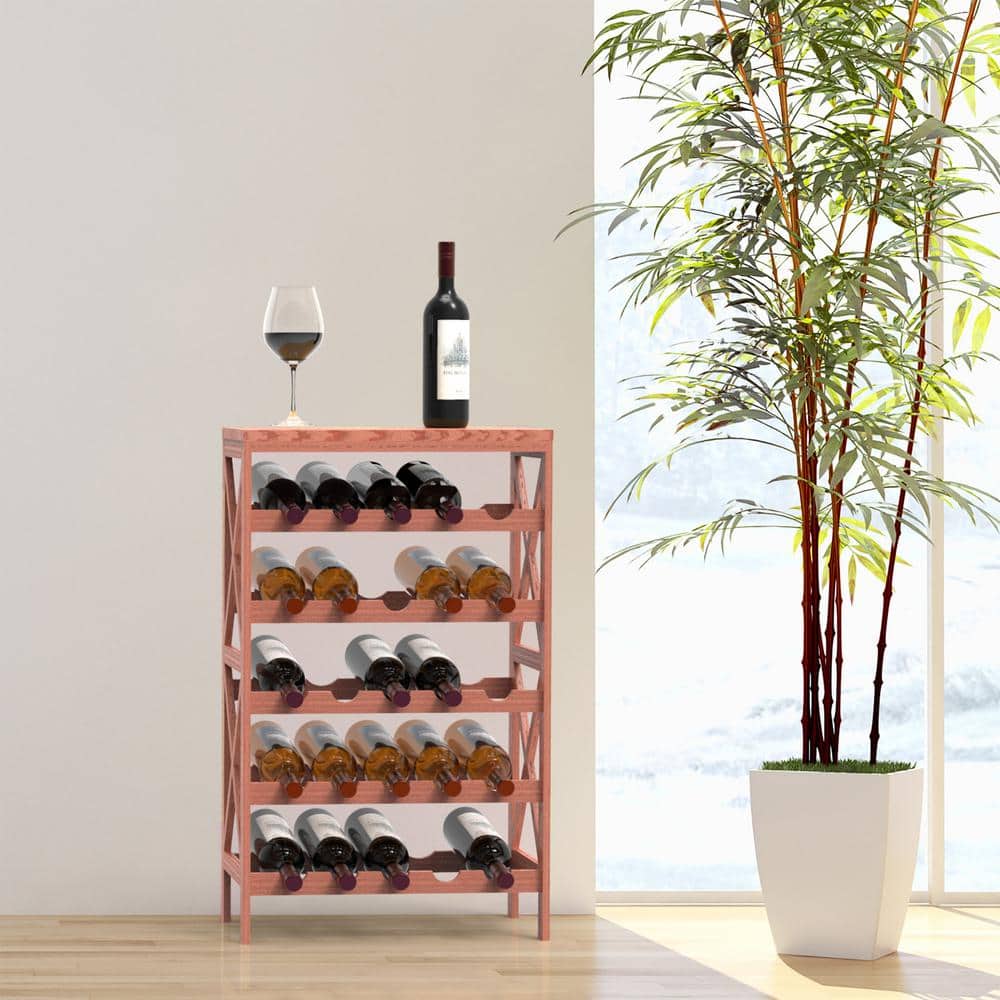 Lavish Home 25-Bottle Wooden Freestanding Wine Rack 454808UVU - The ...