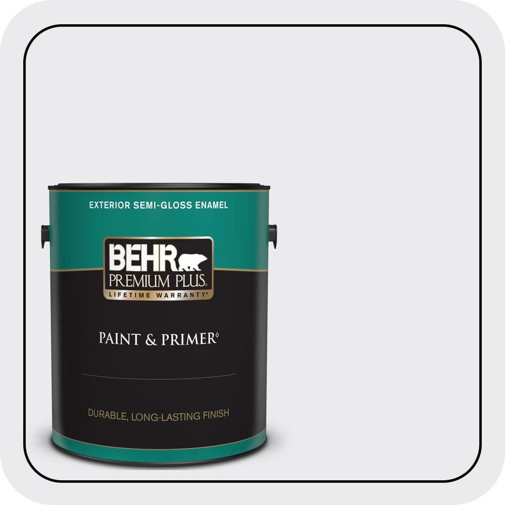 BEHR PREMIUM PLUS 1 gal. #650E-1 Lace Cap Semi-Gloss Enamel Exterior ...