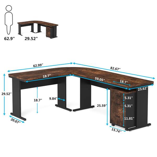 83 inch l shaped desk store