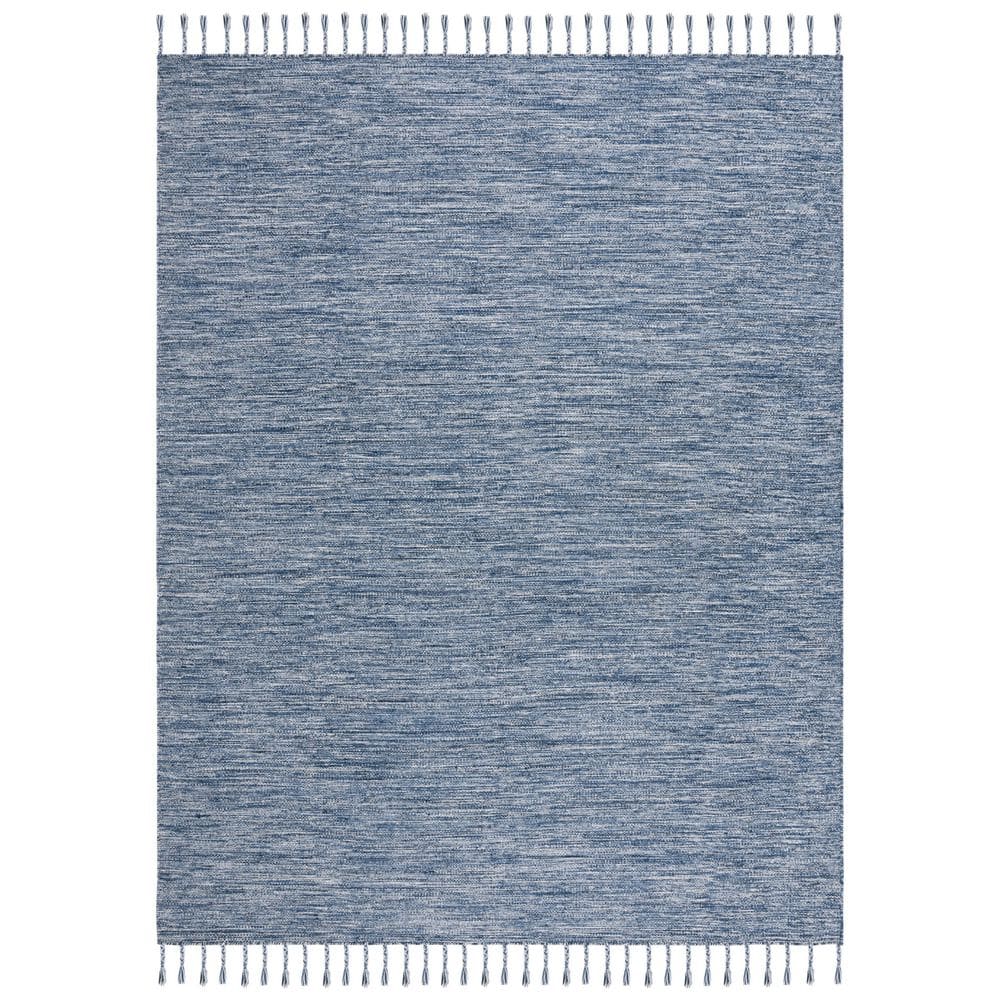 SAFAVIEH Dhurries 8 ft. x 10 ft. Navy/Beige Horizontal Static Area Rug ...