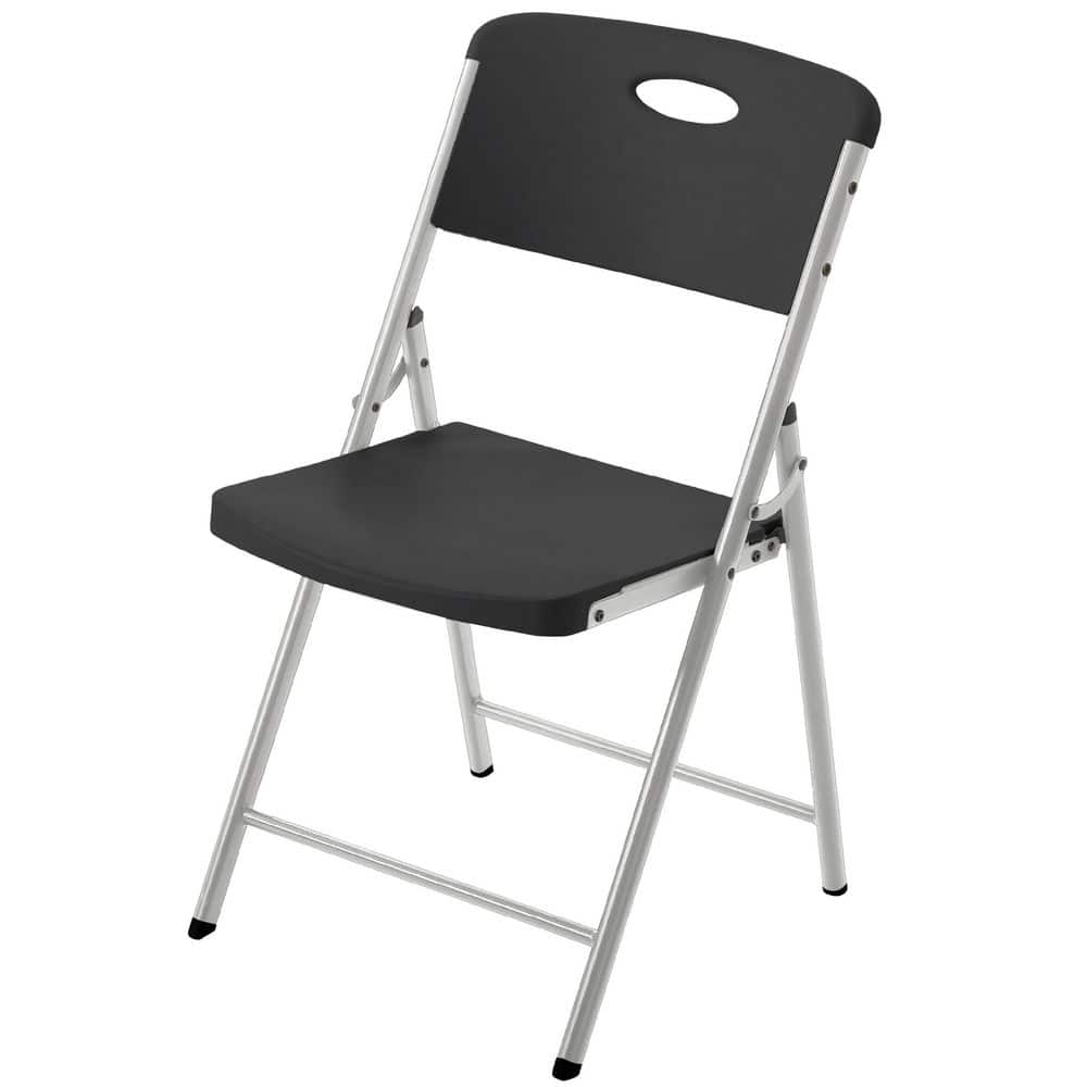 HDX Metal Frame Black Resin Seat Indoor/Outdoor Folding Chair THD-FC100 ...