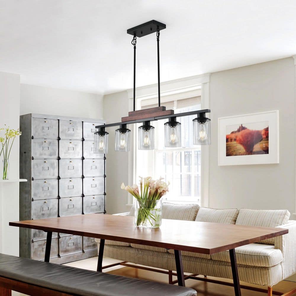 Basdien 37 in 5-light Luxury black Chandelier Large Ceiling Lighting ...