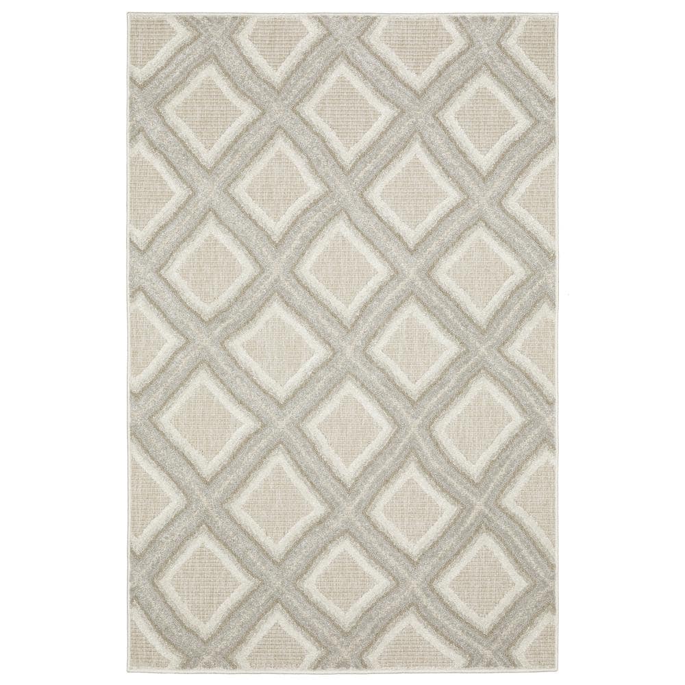 AVERLEY HOME Tudor Gray/Beige 5 ft. x 8 ft. Textured Geometric Diamonds ...