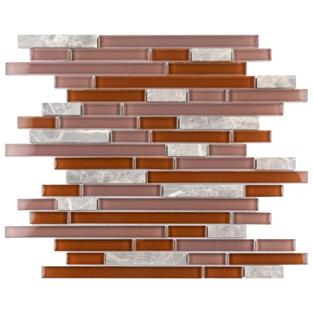 Merola Tile Tessera Piano Bordeaux 11-3/4 in. x 11-7/8 in. Glass Mosaic ...