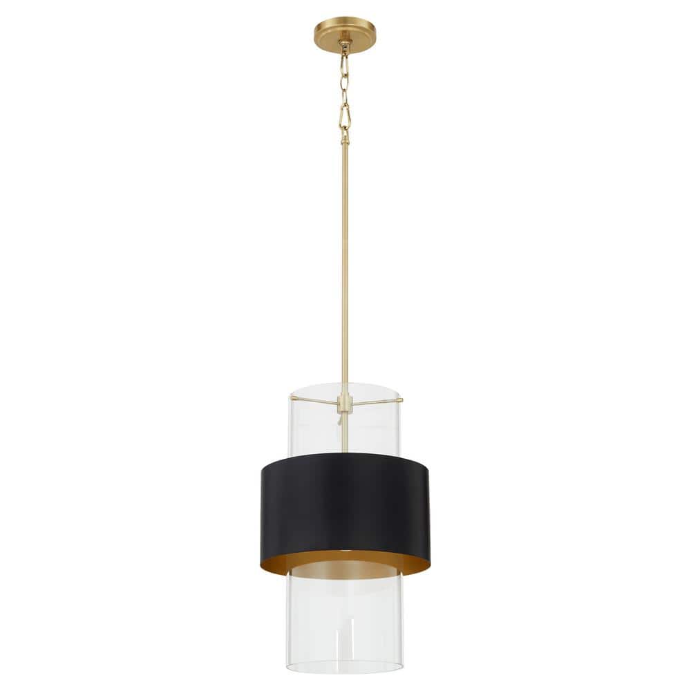 quorum 12 in. 1-Light 100-Watt Pendant Light with Clear Glass Matte ...