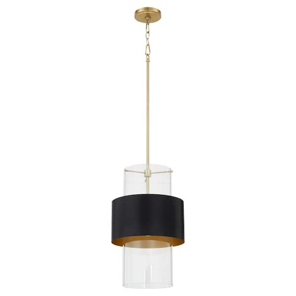 quorum 12 in. 1-Light 100-Watt Pendant Light with Clear Glass Matte ...