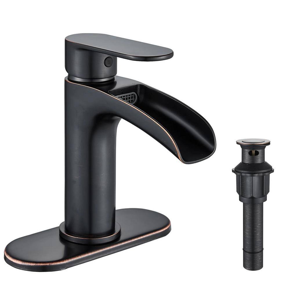 androme Waterfall Single Hole Single Handle Mid-Arc Bathroom Faucet ...