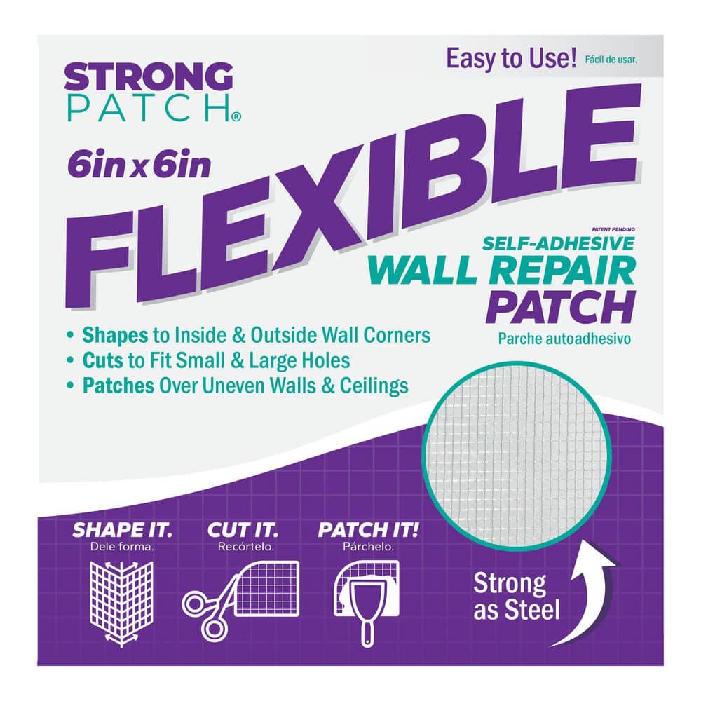 STRONG-PATCH StrongPatch 6 in. x 6 in. Flexible Self Adhesive Wall ...
